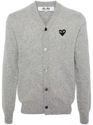 Play Comme Des Garcon Logo Patch V-neck Cardigan