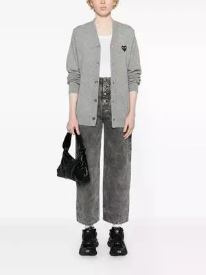 Play Comme Des Garcon Logo Patch V-neck Cardigan