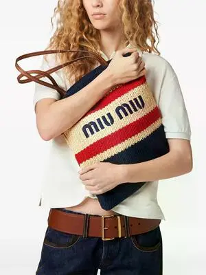 Miu Miu Striped Crochet Tote Bag