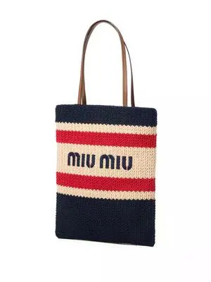 Miu Miu Striped Crochet Tote Bag