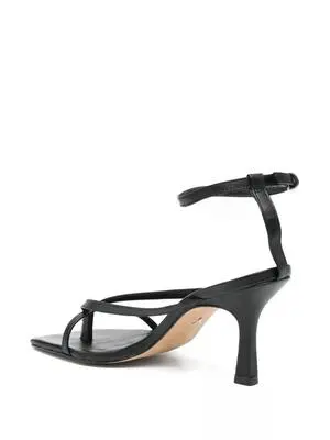 ANDREA CARRANO 85mm Leather Sandals - Black