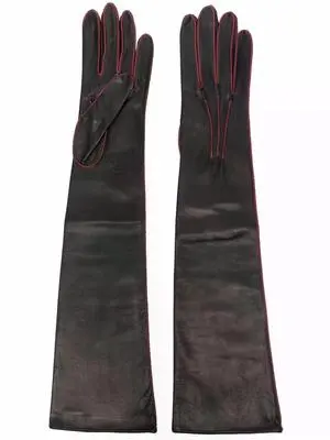 MANOKHI Stitch-detail Leather Gloves - Black