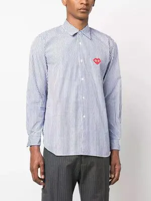 Play Comme Des Garcon Embroidered-logo Striped Shirt