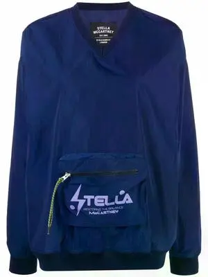 Stella McCartney V-neck Long Sleeve Sweatshirt With Pouch Pocket - Blue