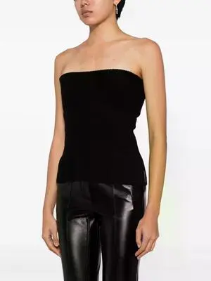 Alexander Wang Double-layer Ribbed-knit Strapless Top