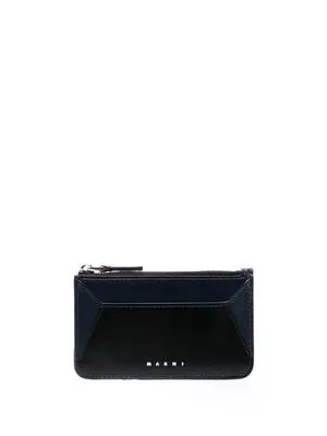 Marni Logo-print Leather Card Holder - Blue