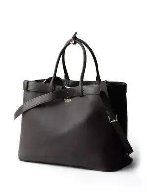 Prada Leather Tote Bag With Buckle