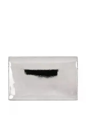 Philipp Plein Metallic Leather Clutch Bag With Spider Claw Rings
