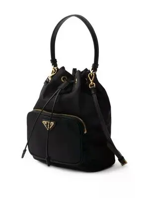 Prada Logo-plaque Drawstring Tote Bag - Black