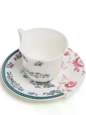 SELETTI Hybrid Leonia Coffee Cup With Saucer - White