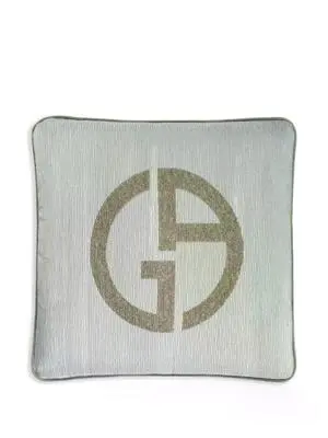 ARMANI/CASA Logo-embroidered Cushion - Blue