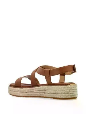 Michael Kors Lynn Leather Espadrille Platform Sandals - Brown