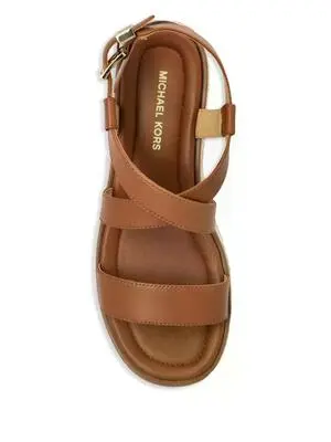Michael Kors Lynn Leather Espadrille Platform Sandals - Brown
