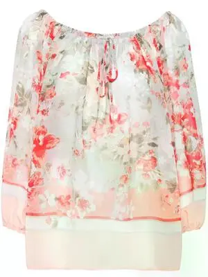 ERMANNO FIRENZE Floral-print Crepe Blouse - Grey