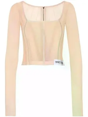 Dolce & Gabbana Long-sleeve Sheer Corset Top - Neutrals