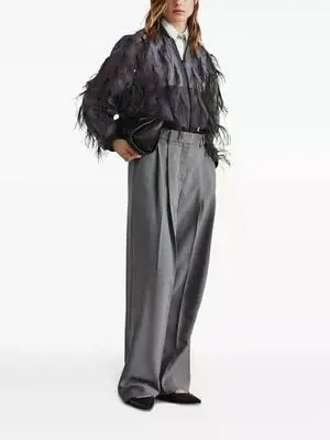 Brunello Cucinelli Feather-embellished Satin Jacket