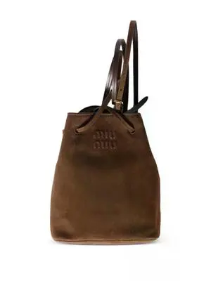 Miu Miu Embossed Logo Suede Tote Bag