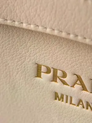 Prada Medium Buckle Leather Tote - Neutrals