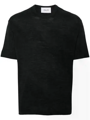 D4.0 Wool Crew Neck Short Sleeve Sweater - Grey