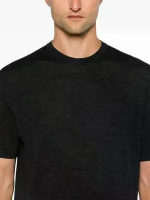 D4.0 Wool Crew Neck Short Sleeve Sweater - Grey