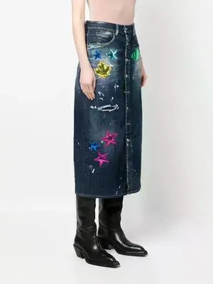 Dsquared2 Distressed Patch-detail Denim Skirt