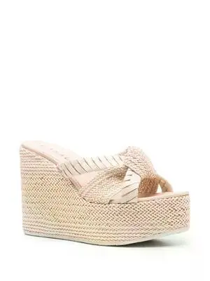 Casadei 130mm Formentera Woven Wedge Sandals - Pink