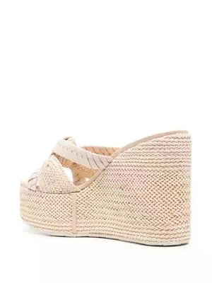 Casadei 130mm Formentera Woven Wedge Sandals - Pink