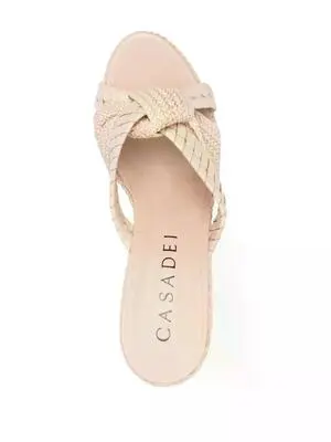 Casadei 130mm Formentera Woven Wedge Sandals - Pink