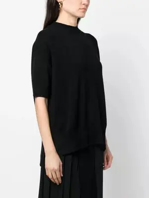 JIL SANDER Ribbed Cashmere Knitted Top - Black