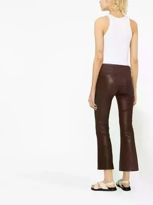 FRAME Flared Polished-finish Trousers - Brown