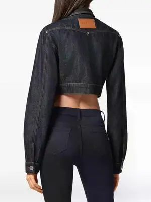 Philipp Plein Chains Cropped Denim Jacket - Blue