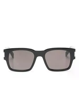 Saint Laurent Logo-engraved Square-frame Sunglasses - Black