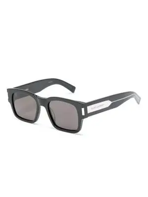 Saint Laurent Logo-engraved Square-frame Sunglasses - Black