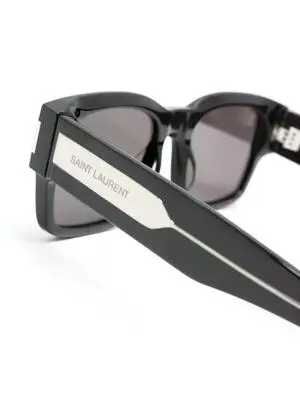 Saint Laurent Logo-engraved Square-frame Sunglasses - Black