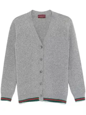 Gucci Web-stripe Cardigan - Grey