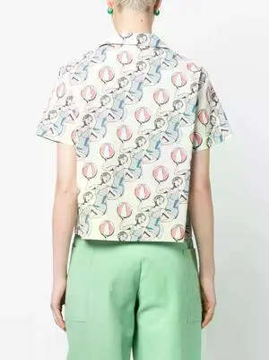Maison Kitsuné Graphic-print Cotton Shirt