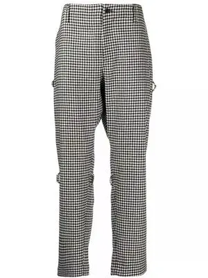 THE POWER FOR THE PEOPLE Houndstooth Rear-zip Tapered Trousers