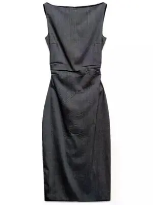 Prada Ruched Kid Mohair Midi Dress