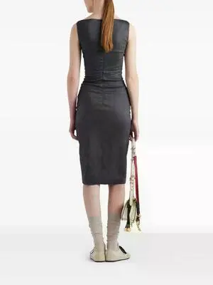 Prada Ruched Kid Mohair Midi Dress