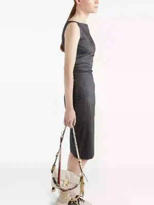Prada Ruched Kid Mohair Midi Dress