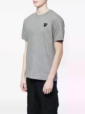 Play Comme Des Garcon Heart-patch Cotton T-shirt - Grey