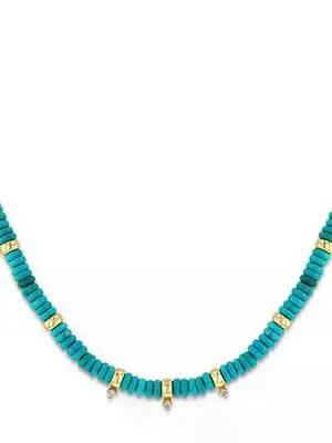 Zoe Chicco 14kt Yellow Gold Rondelle Bead Turquoise Necklace - Blue