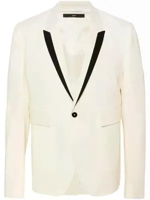 SAPIO Contrasting-trim Single-breasted Blazer - White