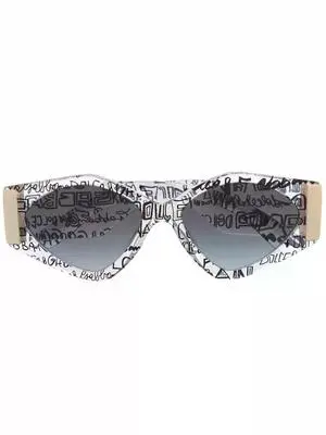 Dolce & Gabbana Logo-print Square-frame Sunglasses - Neutrals