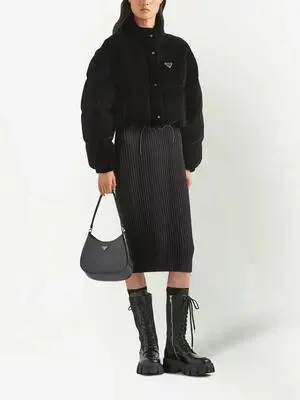 Prada Convertible Velvet Down Jacket - Black