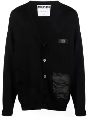 Moschino Logo-embossed Ribbed-knit Cardigan