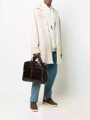 PIQUADRO Contrast-stitching Work Bag - Brown