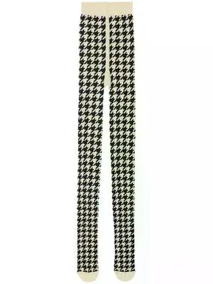 Burberry Herringbone-print Cotton-blend Tights - Neutrals
