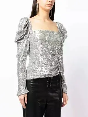 Simkhai Allura Hammered Sequin Embellished Blouse
