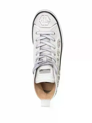 Philipp Plein Embellished High-top Sneakers - White
